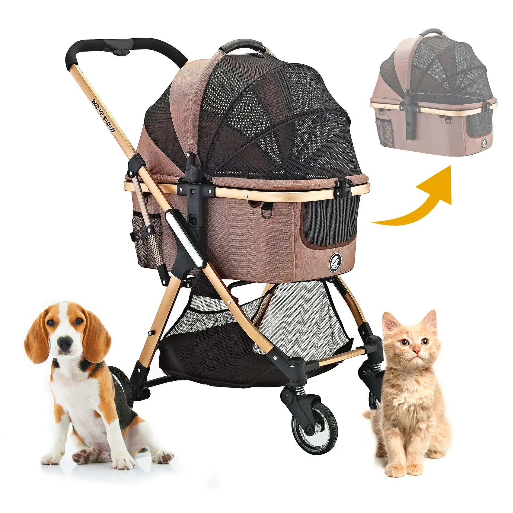 Enzo Pista Dog Stroller has a Detachable Dog Carrier and Car Seat ...